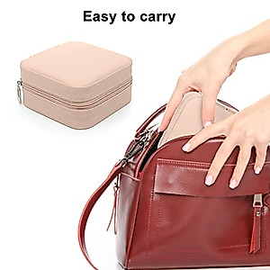 Small Jewelry Box, Travel Portable Jewelry Case for Ring, Pendant, Earring, Necklace, Bracelet Organizer Storage Holder Boxes, 1 pcs (Pink)