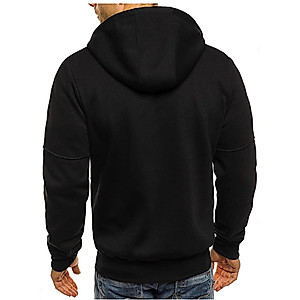 Kroivil Men Hoodies Casual Hoodies for Men with Zip Pockets Full Zip Long Sleeve Sweatshirt Sports Hooded Jacket Black