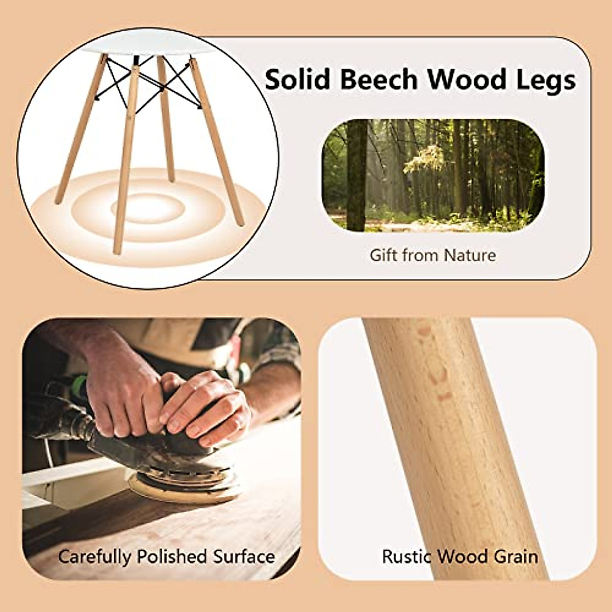 Giantex White Dining Table, 31.5" D x 32" H Round Dining Room Table with Solid Beech Wood Legs, Modern Kitchen Table with TSCA Certification for Small Places, White & Natural