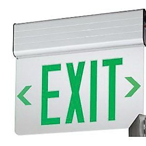 Lithonia Lighting EDG-1-RMR-EL-M6 Emergency EDG Series LED Edge-Lit Exit Sign Brushed Aluminum Housing Red Letter 120/277 Volt