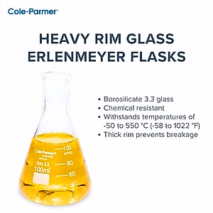 Cole-Parmer Laboratory Glass Erlenmeyer Flask, 3000 mL