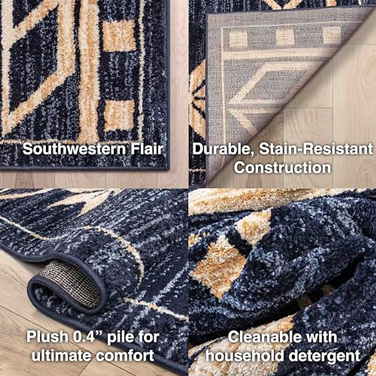 Well Woven Canton Blue Southwestern Medallion Area Rug 4x6 (3'11" x 5'3")