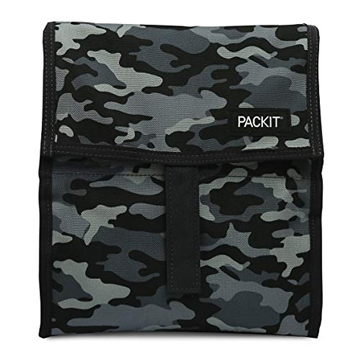 PackIt® Freezable Lunch Bag, Charcoal Camo, Built with EcoFreeze® Technology, Foldable, Reusable, Zip and Velcro Closure with Buckle Handle, Perfect for Fresh Lunch On the Go