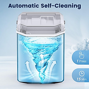 FREE VILLAGE Nugget Ice Maker Countertop, Pebble with Soft Chewy Pellet Ice, 11,000pcs/35Lbs/Day, Self-Cleaning, One-Click Operation, Portable Machine for Home Kitchen Bar Party, Grey