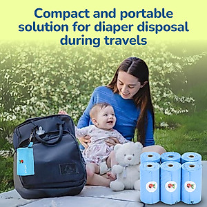 MOM EASY Compostable Diaper Disposable Bags With Dispenser, 120 Counts Baby Diaper Bags Dispenser, Diaper Bags Refill, Diaper Garbage Bags, Baby Disposable Diaper Sacks