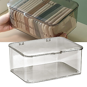 Plastic Storage Box, Hinged Lid Storage Box Stackable Bin with Lid Clear Storage Box Desk Organizer Pencil Box Plastic Phone Case Storage Container for Cosmetics Art Supplies 8.9x6.5x3.9in(Gray)