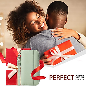 Travelambo Womens Wallet Tassel Bifold Ladies Clutch Wristlet Wrist strap Long Purse (Access Green Light)