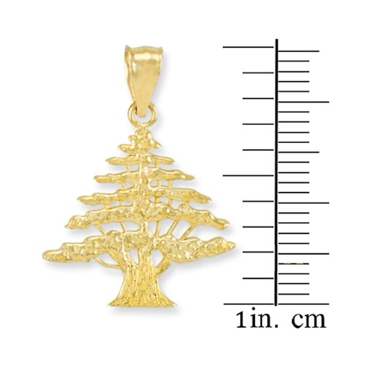 High Polish 14k Yellow Gold Cedar Tree Charm Pendant