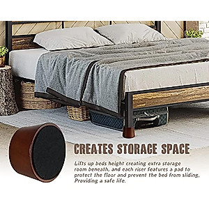 Wood Bed Furniture Risers Blocks - 2 inch Set of 4 Bed Risers, Heavy Duty Solid Wood Round Risers support 8000 lbs, Sofa Riser with Non-Slip Pad, Create Storage Space and Easy cleaning for the sweeper