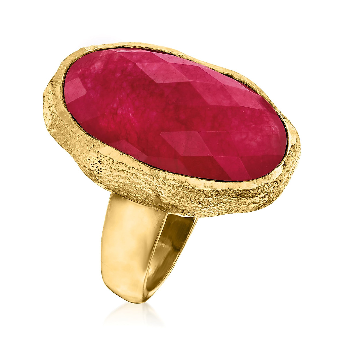 Ross-Simons 25.00 Carat Pink Quartz Ring in 18kt Gold Over Sterling. Size 9