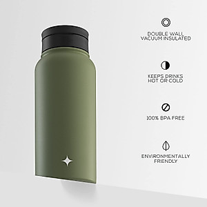 JoyJolt Triple Insulated Water Bottle with Straw Lid AND Flip Lid! 32oz Large Water Bottle, 12 Hour Hot/Cold Vacuum Insulated Stainless Steel Bottle. BPA-Free Leakproof Water Bottles - Thermos Bottle