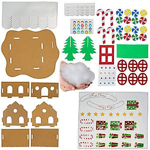 4E's Novelty Foam Gingerbread House Craft Kit (1 Pack) for Kids with Foam Stickers, Build & Decorate it Yourself DIY Christmas Crafts for Kids & Toddlers