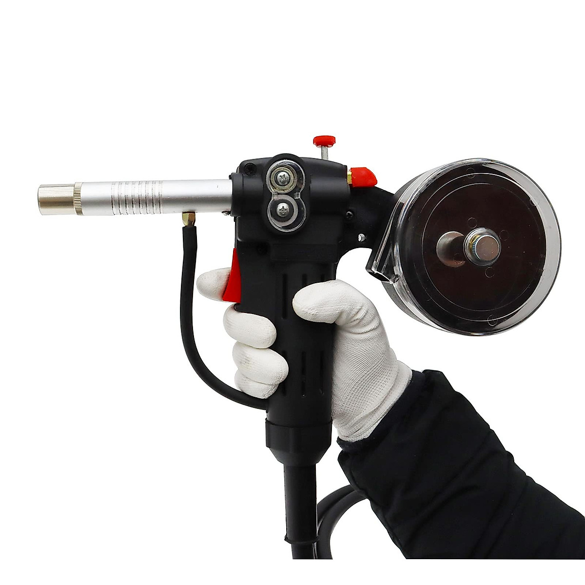 PreAsion Aluminum Spool Gun Fit Spoolmate 100 Series Miller Millermatic 180/300371 Millermatic 140 180 211 with 10pcs Contact Tips Welding Torch Welding Machine with 9.8ft Cable DC24V