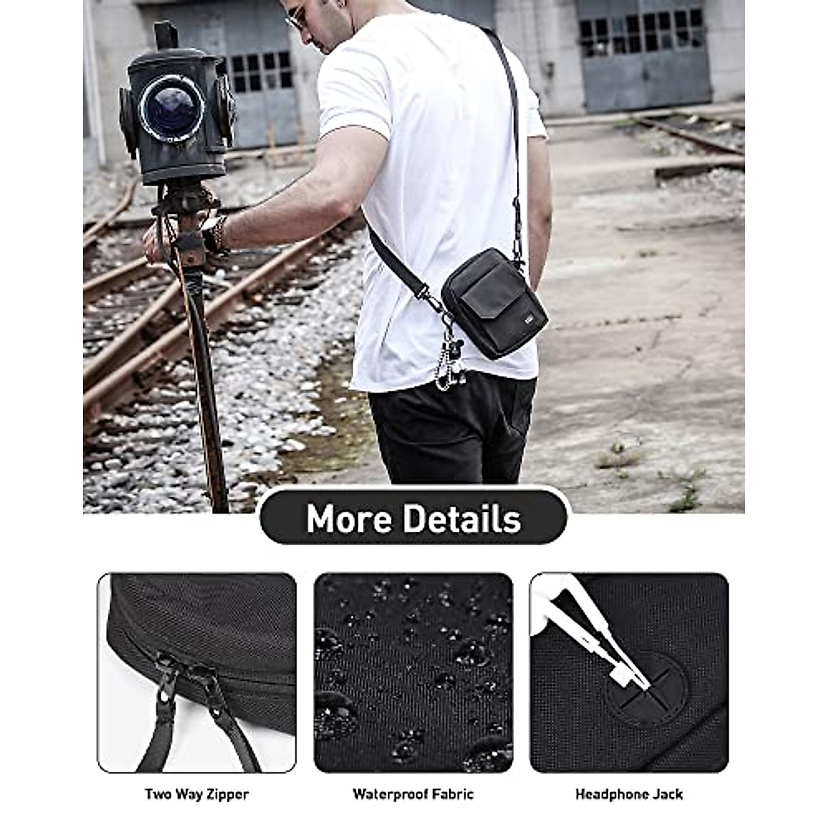 Black Small Side Shoulder Bag Crossbody Bag For Men Women Mini Messenger Bag Satchel Bag Travel Purse Wallet Passport Holder Bag, Cell Phone Purse Neck Pouch Wallet- Unisex