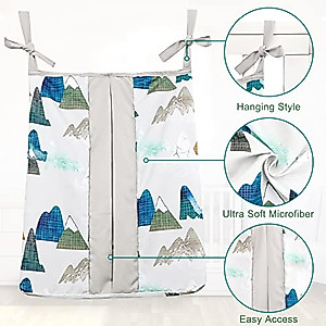 TANOFAR Baby Blankets & Diaper Organizer Stackers, 30 x 40 Inch Minky Blanket, 2pcs Baby Nursery Diaper Stacker, Mountains