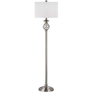 SAFAVIEH Lighting Collection Sophia Farmhouse Nickel 60-inch Living Room Bedroom Home Office Standing Floor Lamp (LED Bulb Included)