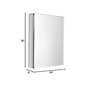 Zenna Home Aluminum, 24 x 30 Inches, Designer Series by Zenith Beveled Mirror Medicine Cabinet, Frameless