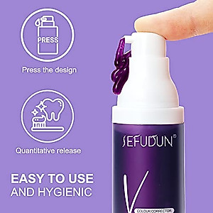 Whitening Toothpaste, Dental Colour Corrector, Purple Toothpaste for Teeth Whitening, Deeply Cleaning Gums, Stain Removal, Free of Peroxide, with Natural Formula, Not Causing Sensitivity 30ml