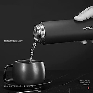 Holeke Flash Water Bottle Stainless Steel Tumblers Vacuum Bottle Thermos Hot Drink Travel Mug Tea Cup With Lid (Black),Holeke,23.5x6.5cm