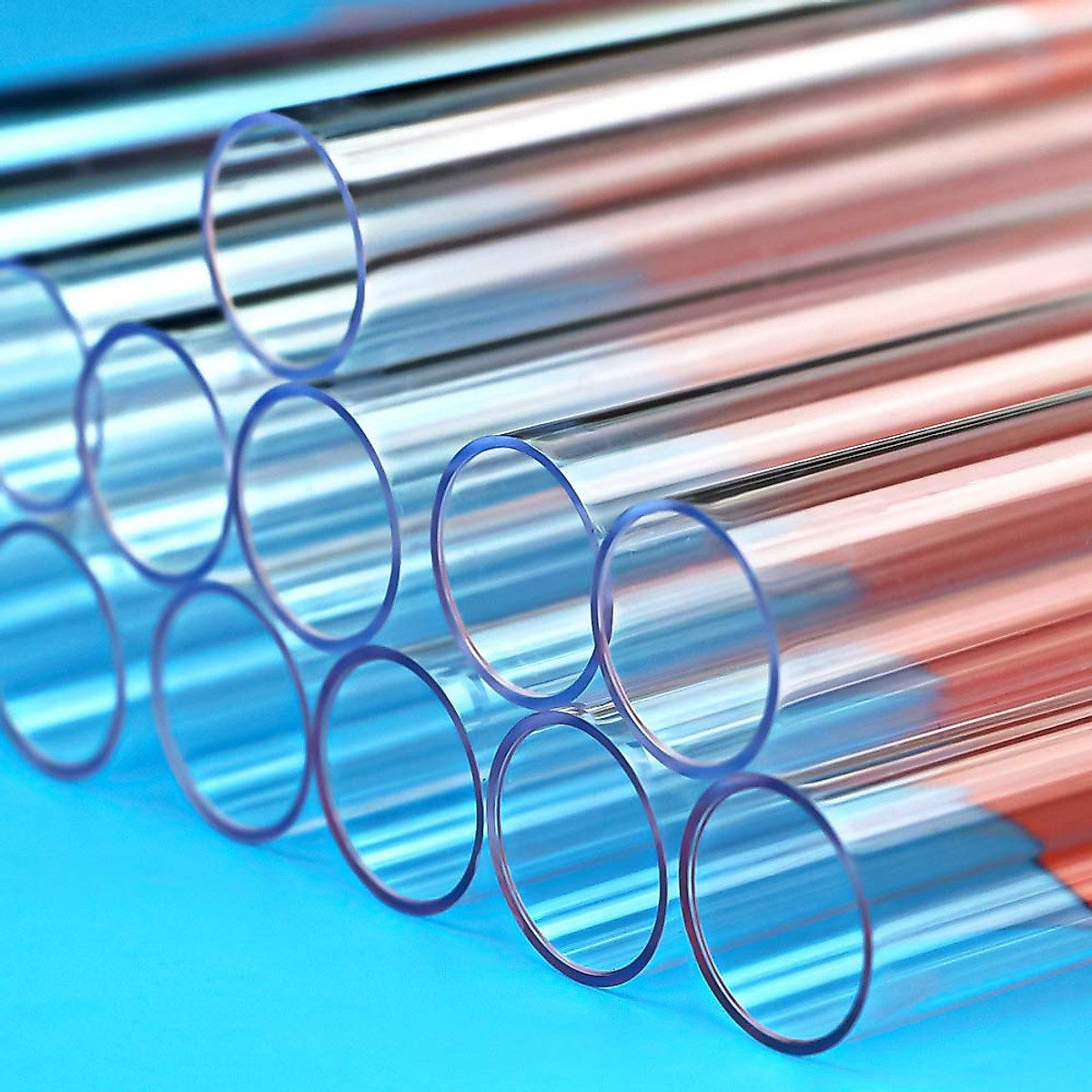 WYKOO 50 Pcs 13ml Clear Plastic Test Tubes with Blue Cap, 16x100mm Vials Container Sample Tubes for Liquid, Scientific Experiments, Craft, Party Supplies, Candy Storage, Home Decoration