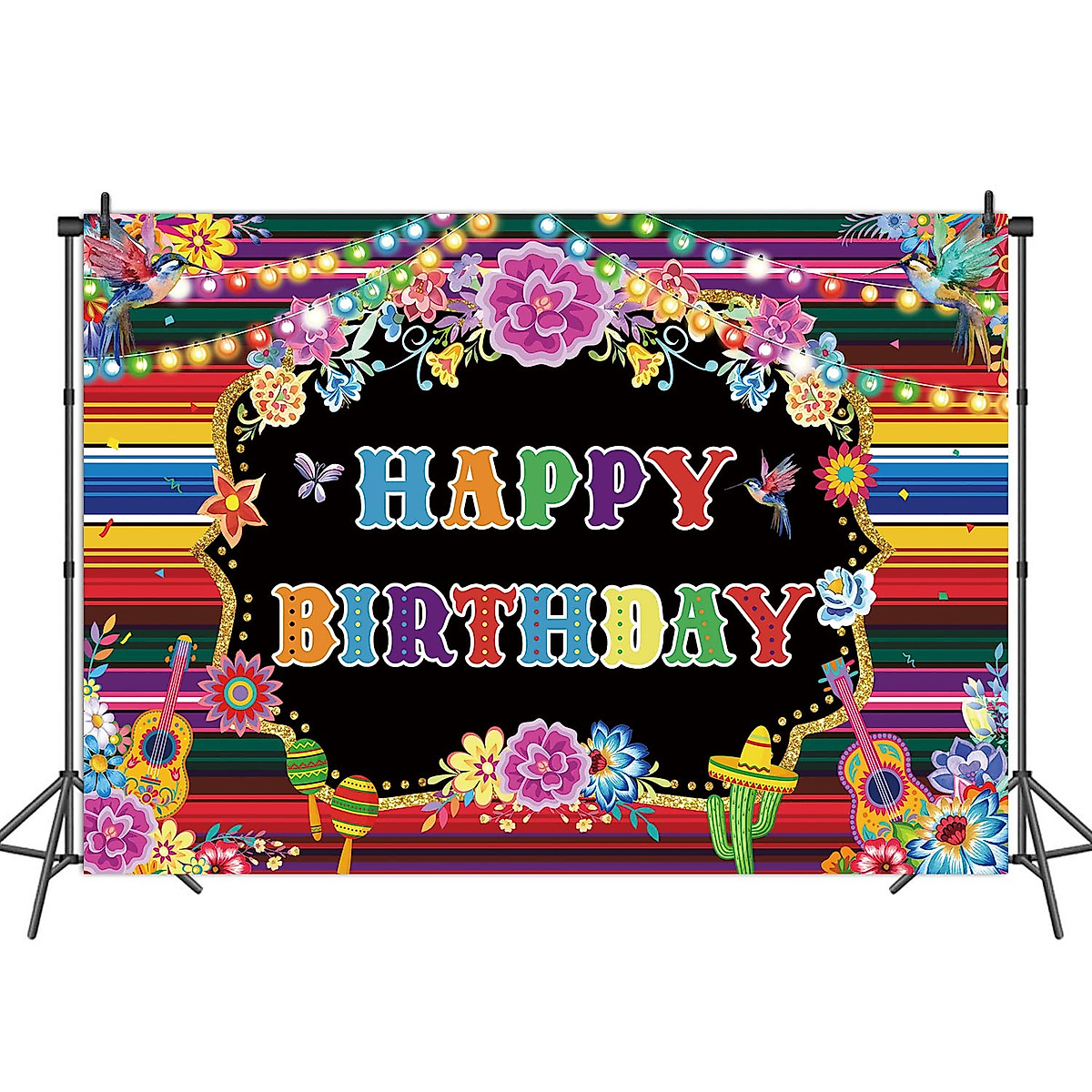 Mexican Birthday Backdrop for Photography Fiesta Themed Party Banners Fiesta Birthday Party Decor Supplies Photo Booth Background (6x4FT: 72x48 inch)