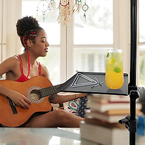 SYCOOVEN Sound Card Tray, Metal Height Adjustable Shelf for Small Items Microphone Stand Replacement Part Music Stand Accessories (Size:7.87x5.12inch)