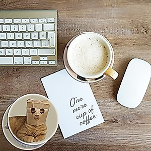 Funny Cat Coasters Pack, Set of 4 Cat Meme Drink Coaster, Non Slip Silicone Heat Insulation Cup Mats for Tabletop Protection, 4 Inches