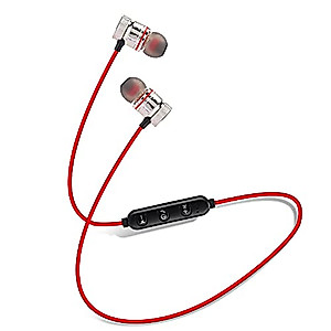 Richer-R Sport Bluetooth Headphones,Wireless Bluetooth Sports Earphone in-Ear Stereo Noise Reduction Headphone Headset,Neck Hanging in-Ear Sports Earphone(Red)