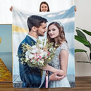 AMZLAL Custom Blankets with Photos, Personalized Blanket with Picture Name for Wife Husband Boyfriend Girlfriend-Anniversay Christmas Birthday Wedding Gifts (1 Photo, 40"×30")