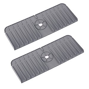 2Pack Silicone Faucet Handle Drip Catcher Tray, Hyjjlele Kitchen Guard Silicone Faucet Sink Handle Drip Catcher Mat, Bathroom Faucet Water Catcher Splash Guard, Drying Countertop Pad