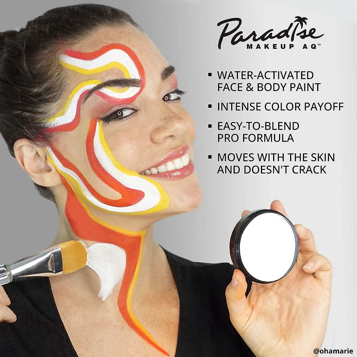 Mehron Makeup Paradise Makeup AQ Pro Size | Stage & Screen, Face & Body Painting, Special FX, Beauty, Cosplay, and Halloween | Water Activated Face Paint & Body Paint 1.4 oz (40 g) (White)