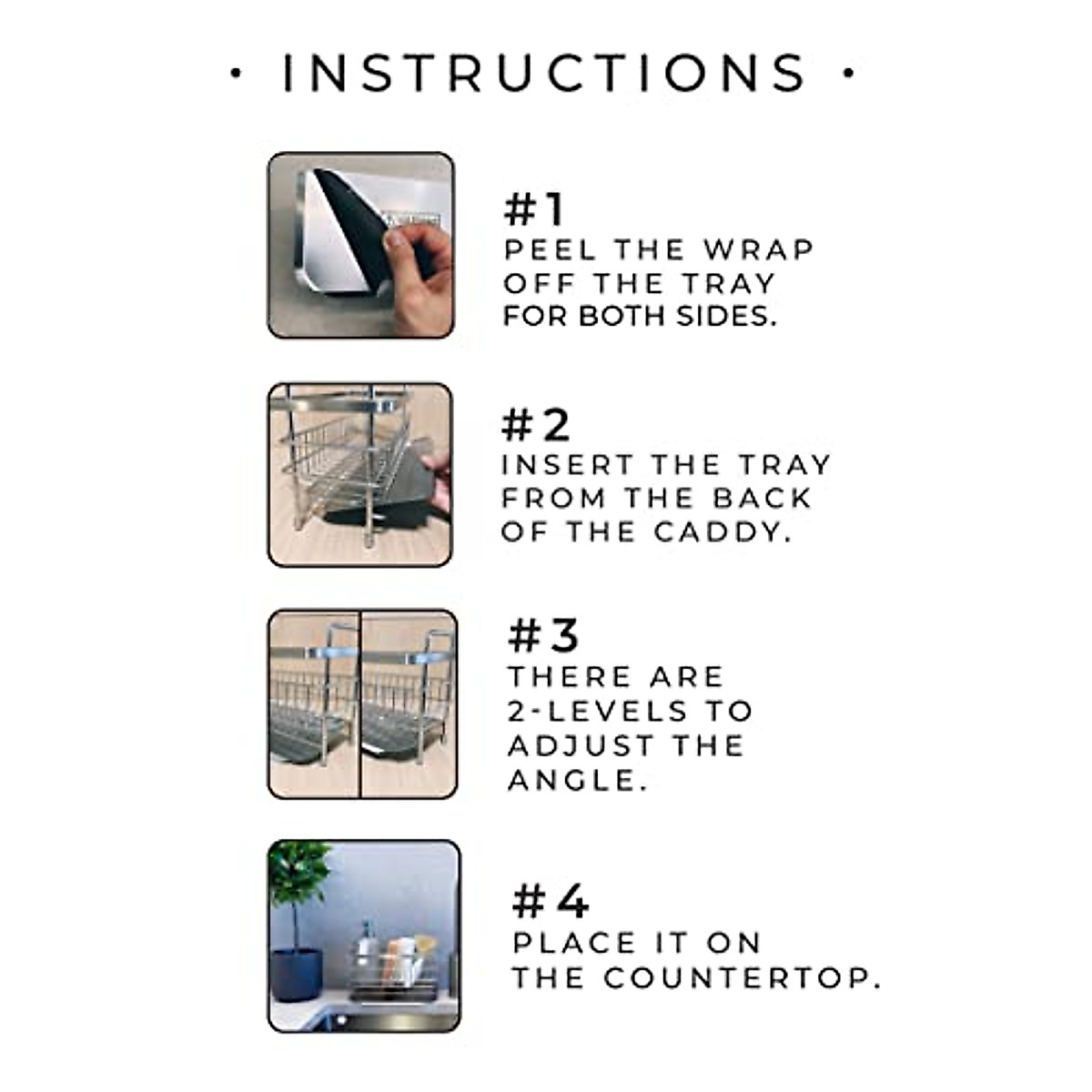 Soon Neat Kitchen Sink Caddy - Kitchen Sink Organizer - Quick Draining, Stainless Steel Tray