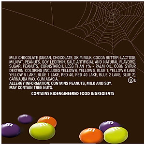 M&M'S Peanut Ghoul's Mix Bulk Chocolate Halloween Candy Resealable Jar (62 oz.) | Delicious Roasted Peanut Center Coated in Real Milk Chocolate | INCLUDES SameDay Shippers Branded Bag Clig and Treat Bag