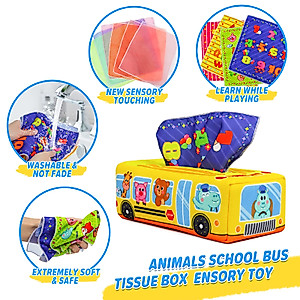 OKOOKO Tissue Box Toy for Baby 6 to 12 Months Soft Stuffed Sensory Toy Strengthen Pincer Grasp Montessori Early Educational Preschool Learning Toy for Newborn Baby Infant Toddler Kid