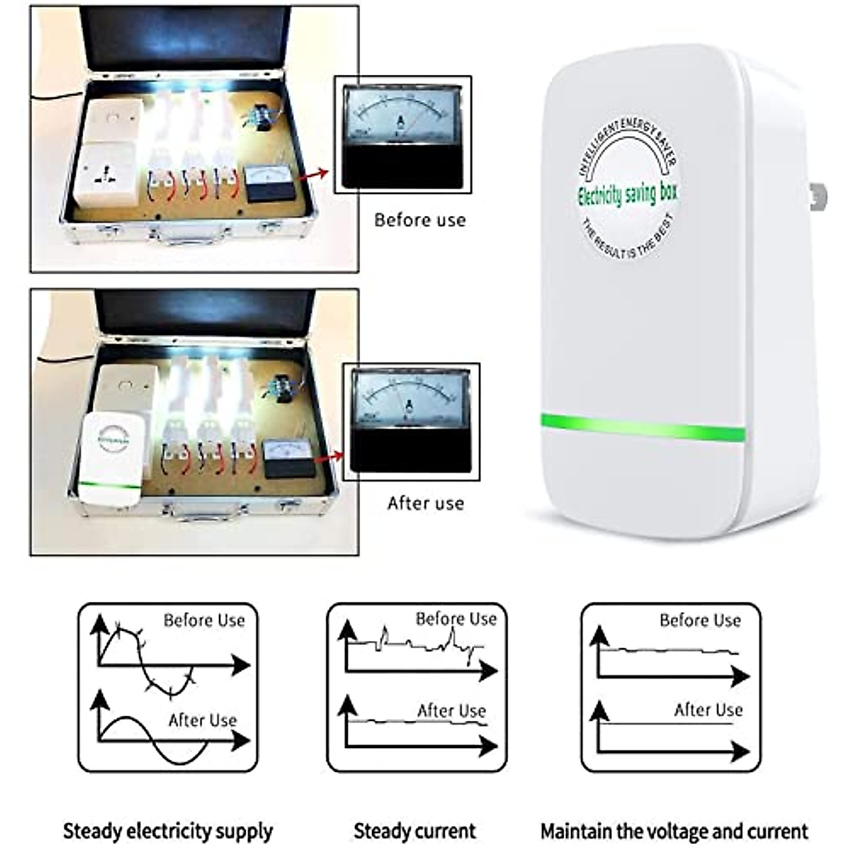 Power Saver, Energy Saver, Household Power Saver,Smart US Plug Electricity Saving Box Device for Office Houses (2 Pack)