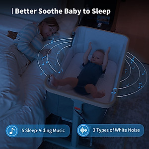 DEYGIA Rocking Baby Bassinet, Electric Bassinet Bedside Sleeper with Wheels and Comfy Mattress, 3 in 1 Electric Bedside Crib, 10 Heights Adjustable, Smart Co Sleeper with Large Storage Basket