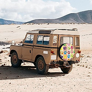 Spare Tire Cover Dog Paw Print Waterproof Dust-Proof Universal Spare Wheel Tire Covers 14 Inch Inch Fit for Rv Trailer Truck SUV Truck Camper Travel Trailer Accessories