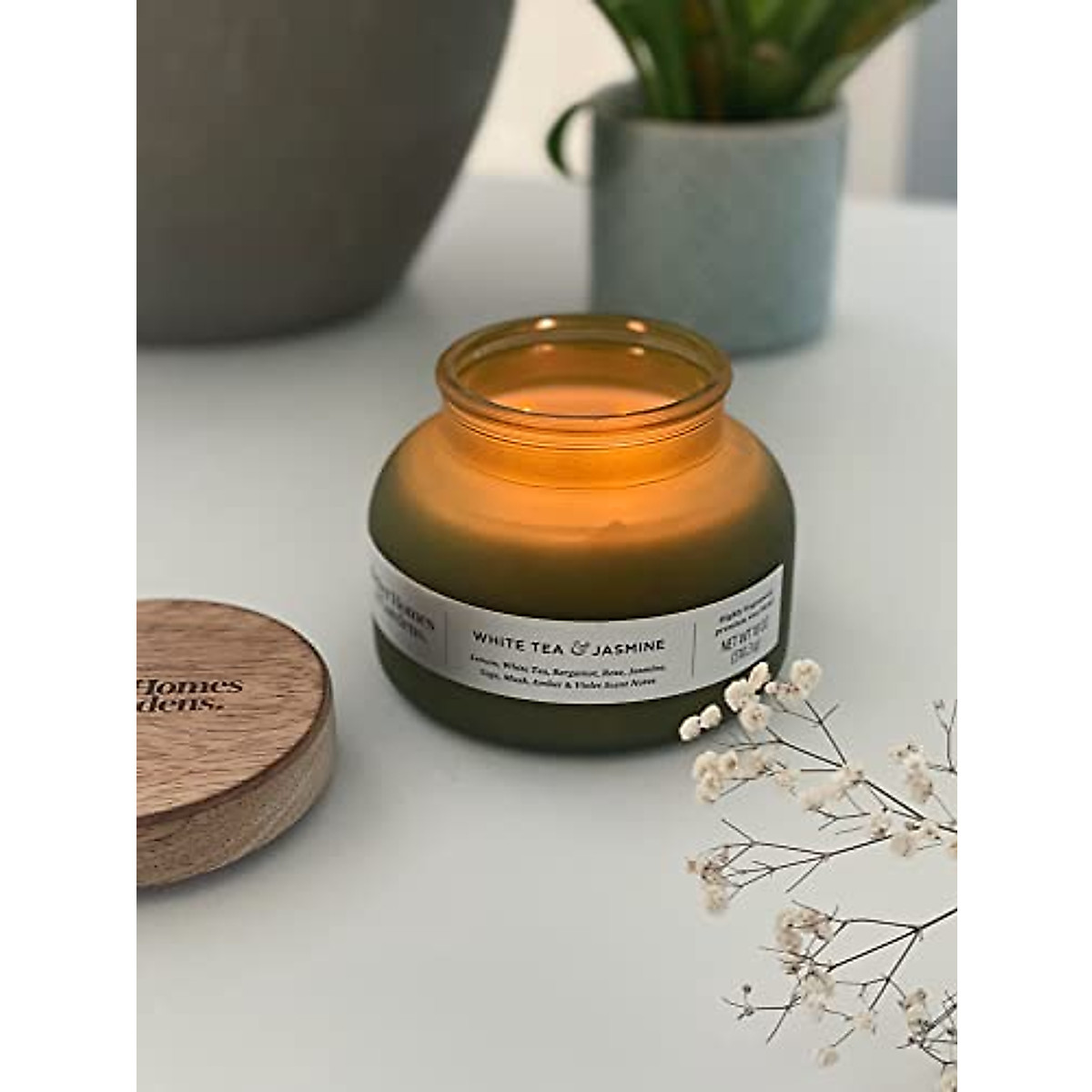 BetterHomes&Gardens 18oz Scented Candle, White Tea and Jasmine 2-Pack, 18oz (501g) x 2 [excluding glass jar weight] (44225)