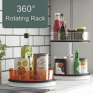 ROYALITA 2 Tier Lazy Susan Organizer for Cabinet, Upgraded 11.5" Clear Lazy Susan Turntable for Table, Detachable 360° Rotating Lazy Susan Spice Storage for Kitchen, Pantry, Refrigerator, Countertop