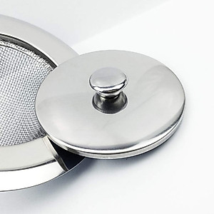 caralin Kitchen Sink Strainer Drain Hair Catcher Bath Stopper Plug Sewer Filter with Lid 410 Stainless Steel