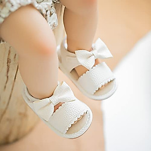 Zoolar Infant Boys Girls Sandals Breathable Premium Baby Summer Outdoor Casual Beach Shoes Lightweight Toddler Flower Bowknot Anti Slip Rubber Sole Newborn Prewalker First Crib Shoes