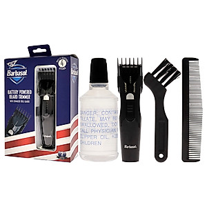 Barbasol Battery Powered Electric Beard Trimmer with Stainless Steel Blades and Adjustable Settings