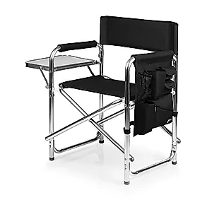 ONIVA - a Picnic Time brand - Sports Chair with Side Table, Beach Chair, Camp Chair for Adults, (Black)
