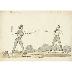 ArtDirect Pieter van Loon 24x18 Black Ornate Framed and Double Matted Museum Art Print Titled: Dueling Man (1811-1873)