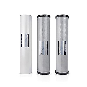 Replacement cartridges for 3-Stage Whole House 20-Inch Water Filtration System Includes Sediment and Carbon Block Filters – Removes chlorine, Odor and more - RF-3021