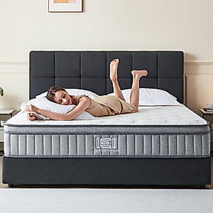 IEI King Size Mattress, 12 inch Hybrid King Mattress in a Box, Memory Foam Mattress with Pocket Springs, Medium Firm, Pressure Relief & Motion Isolation, CertiPUR-US Certified, 365-Night Trial