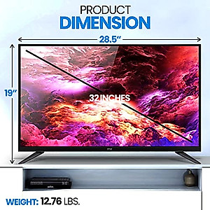 32-inch 728p HD DLED Television - Hi-Res Flat Screen Monitor TV with HDMI, RCA, Multimedia Disk Combo, Headphones, Full Range Stereo Speaker, Mounts on Wall, Works w/Mac PC, Includes Remote Control