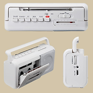 Gelielim Cassette Player Boombox, Portable AM/FM Radio Stereo, Cassette Tape Player Recorder with Big Speaker and Earphone Jack, Battery Operated or AC Powered Tape Recorder Cassette Player