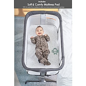 QUTANIX Baby Bassinet Bedside Sleeper with Wheels,Easy Folding Lightweight Crib for Baby/Infants,Breathable Mesh and Adjustable Height - Grey