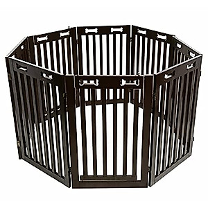 Arf Pets Freestanding Dog Gate, 2 Panel Extension, 360° configurable Wooden Fence, 40" Wide, 31.5" Tall, Foldable, for The House - Indoor Use